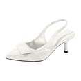 Bkhluea Women Square Front Bow Patent Slingback Kitten Heel Pumps ...