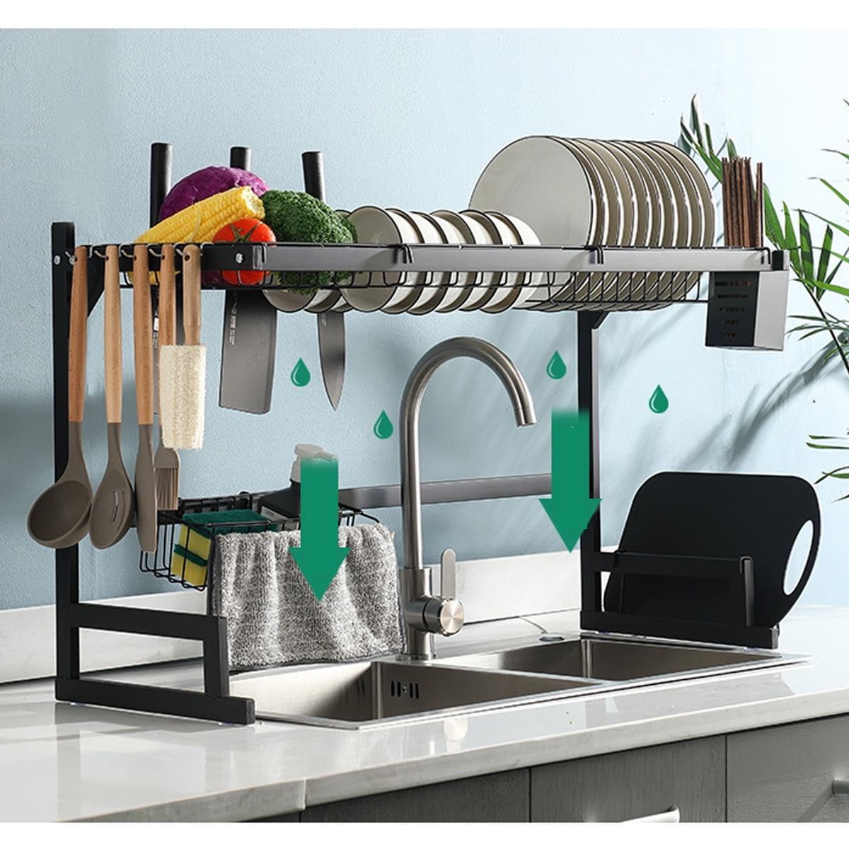 25 6 33 5 Dish Drying Rack Over Sink Stainless Steel Sturdy Dishes