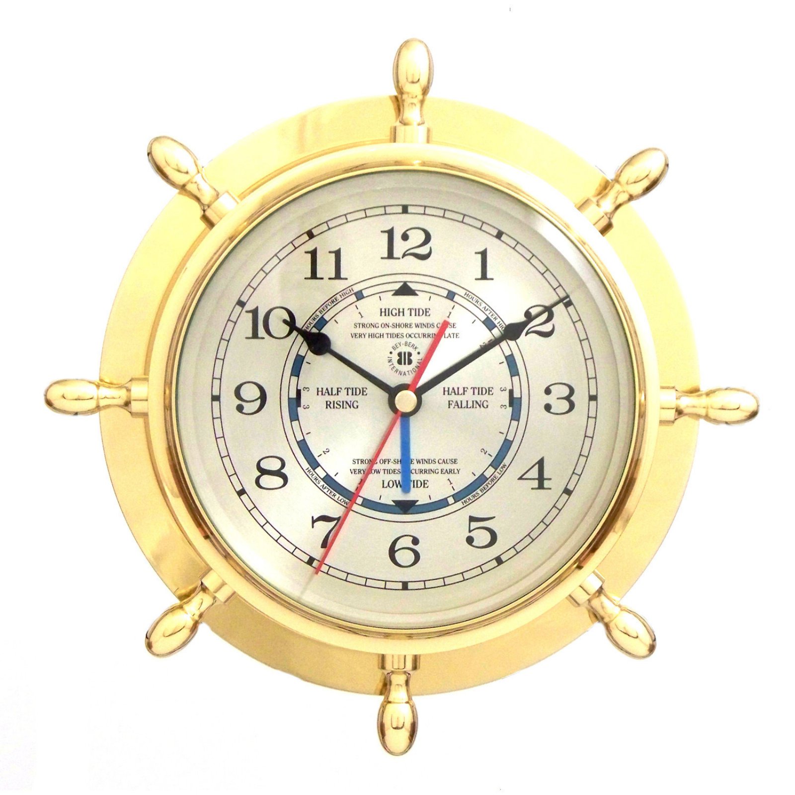 Bey-Berk International Brass Ships Wheel Tide/Time Clock - Tarnish ...