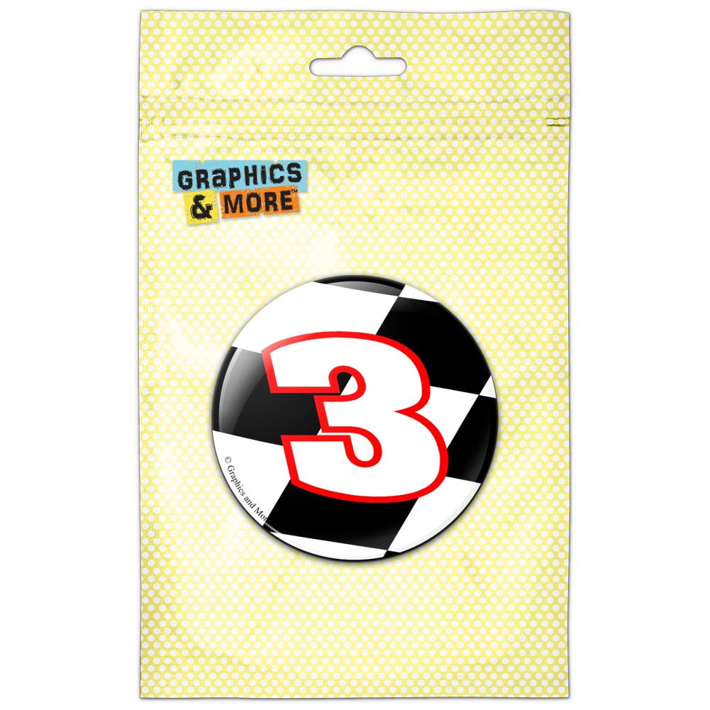 Number 3 Checkered Flag Racing Refrigerator Button Magnet - Walmart.com