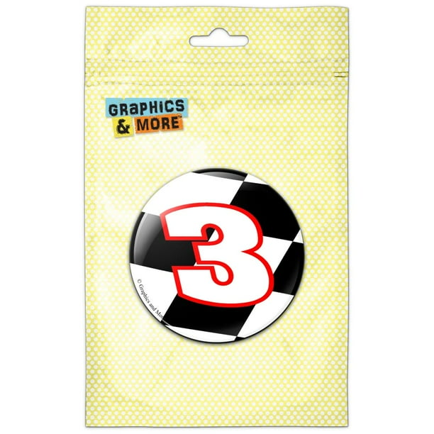 Number 3 Checkered Flag Racing Refrigerator Button Magnet - Walmart.com ...