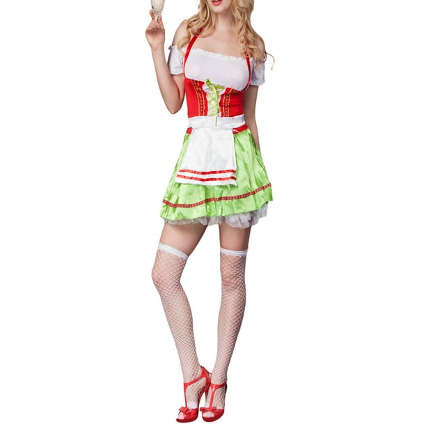 Wangscanis Women's Bar Costume Beer Maid Costumes with White Apron for ...