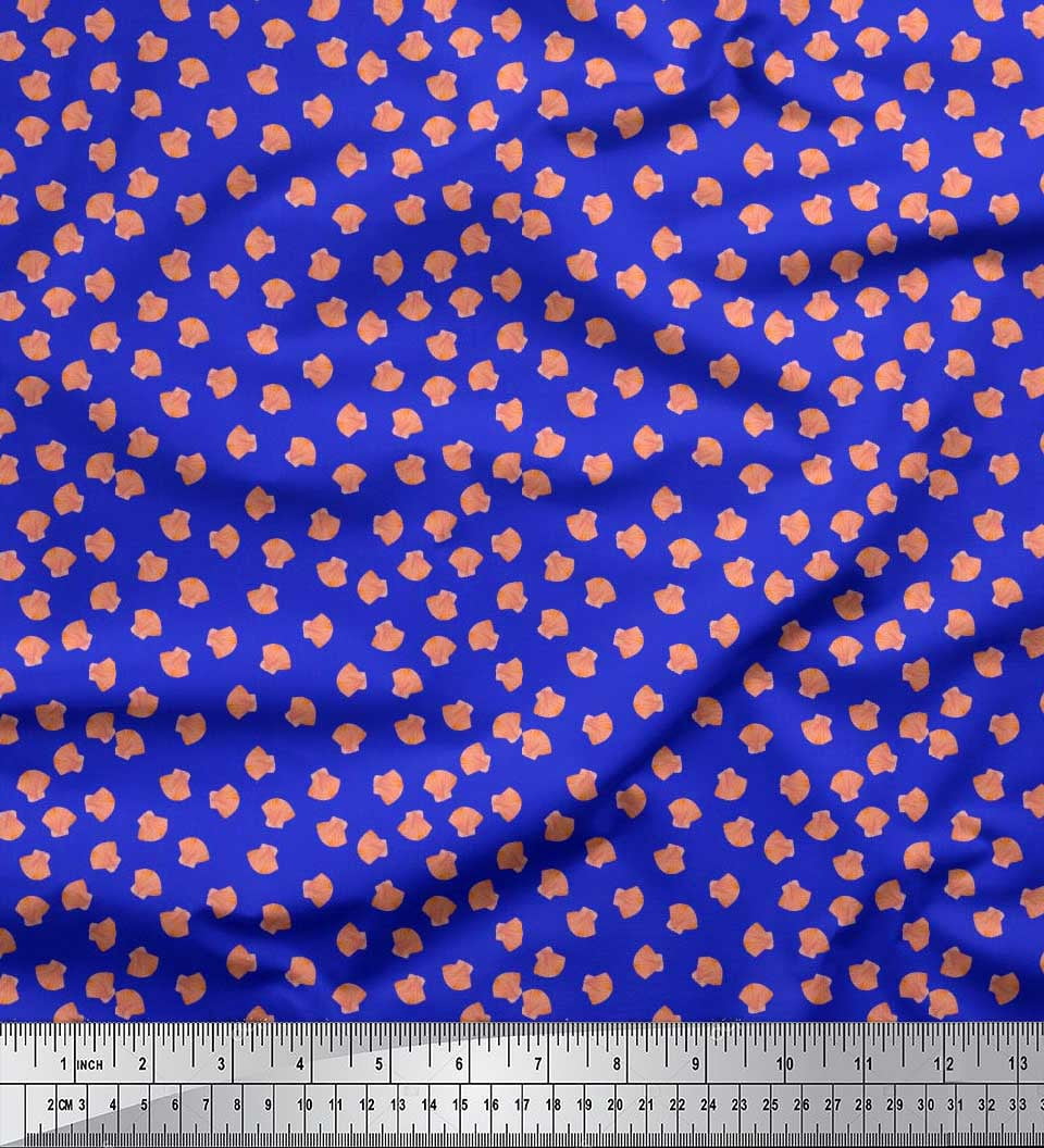 Soimoi Blue Rayon Fabric Shells Ocean Fabric Prints By Yard 42 Inch ...
