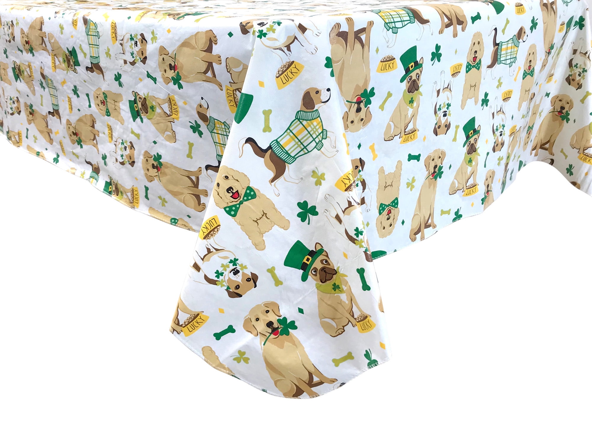 St. Patrick's Day Lucky Dogs Vinyl Tablecloth: Irish Hounds Ready to ...