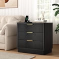 23.6" Nightstand with Charging Station, Fluted 3 Drawer Night Stand for ...