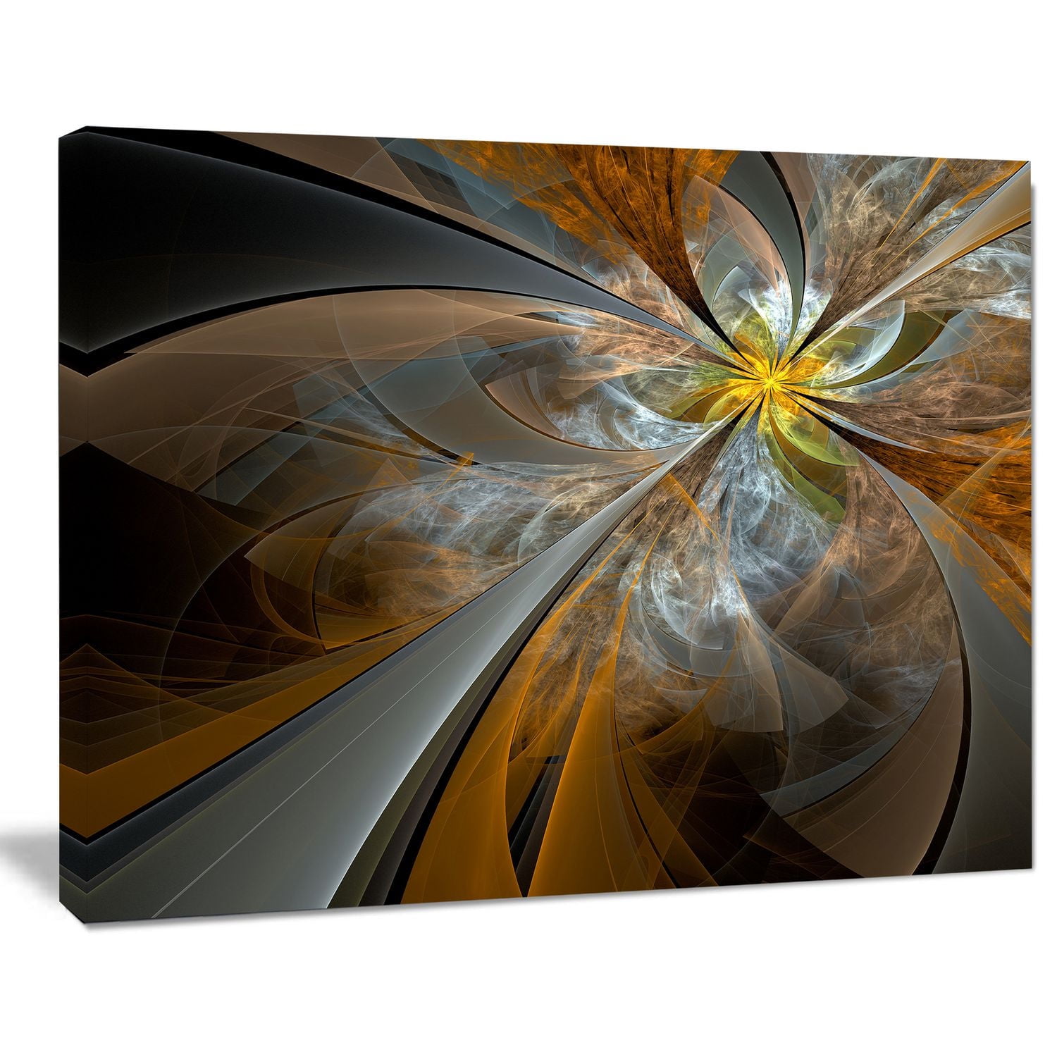 Click here for Designart Design Art Symmetrical Yellow Fractal Fl... prices