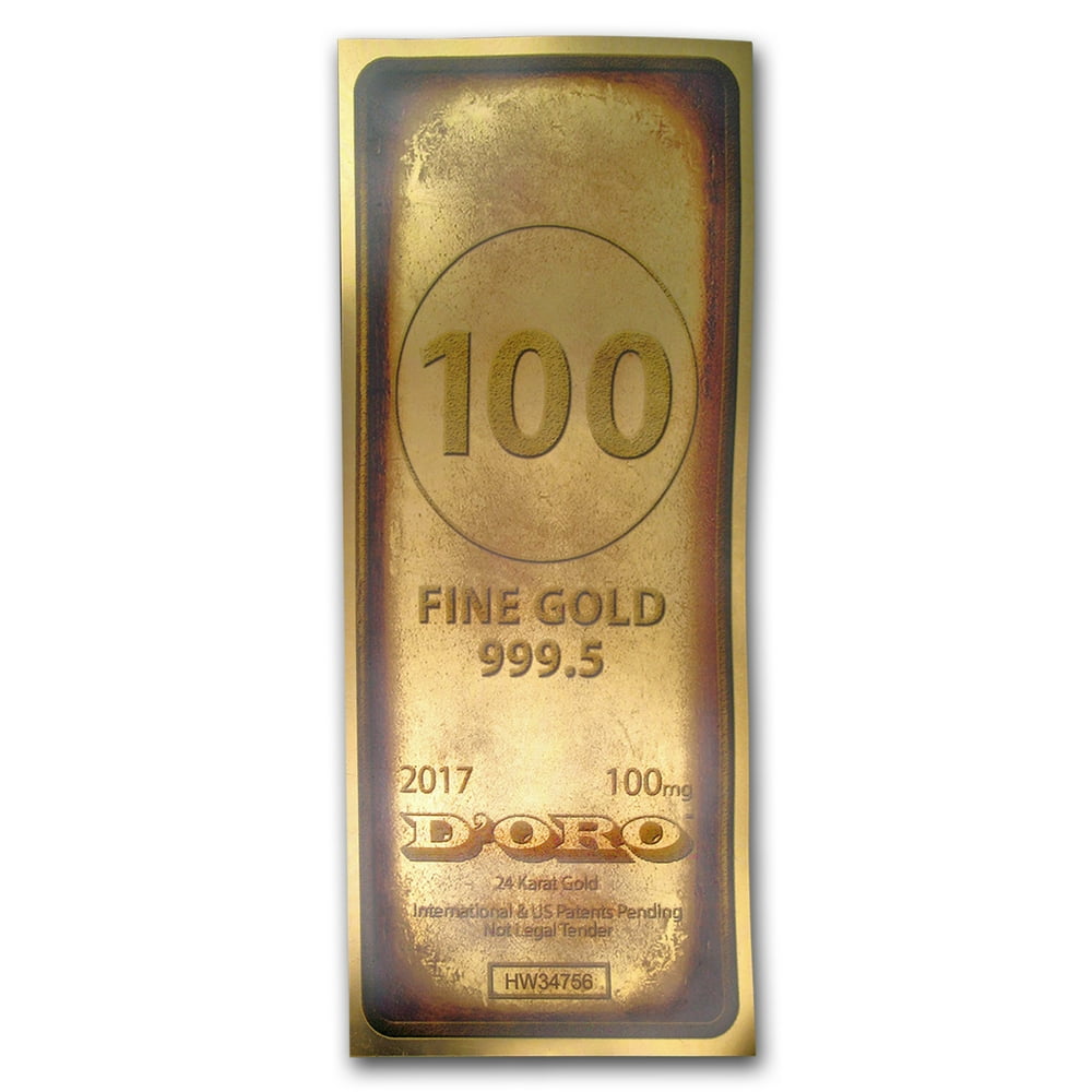 Not Specified - 1/10 gram Gold Note - D'oro Bar, 24K - Walmart.com ...
