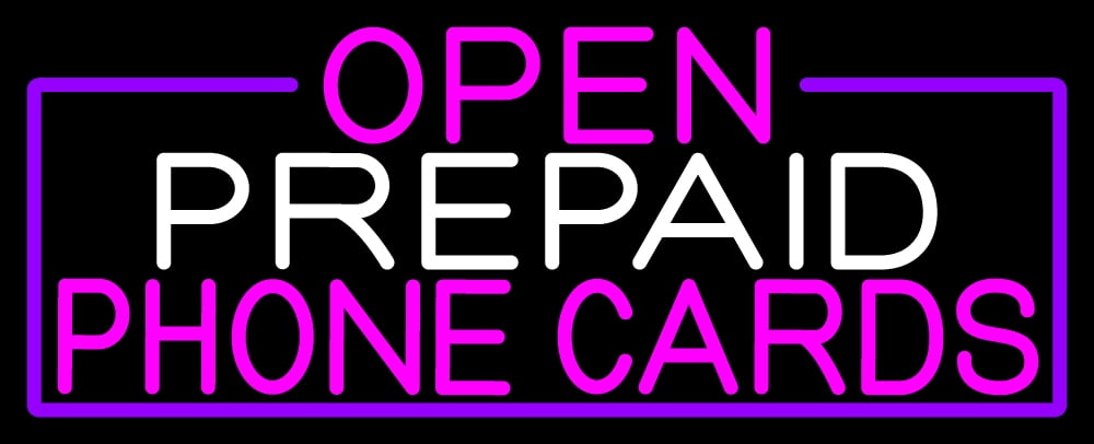 Open Prepaid Phone Cards With Purple Border LED Neon Sign 10 x 24 ...