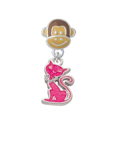 Hot Pink Glitter Cat - Monkey Face Charm Bead - Walmart.com