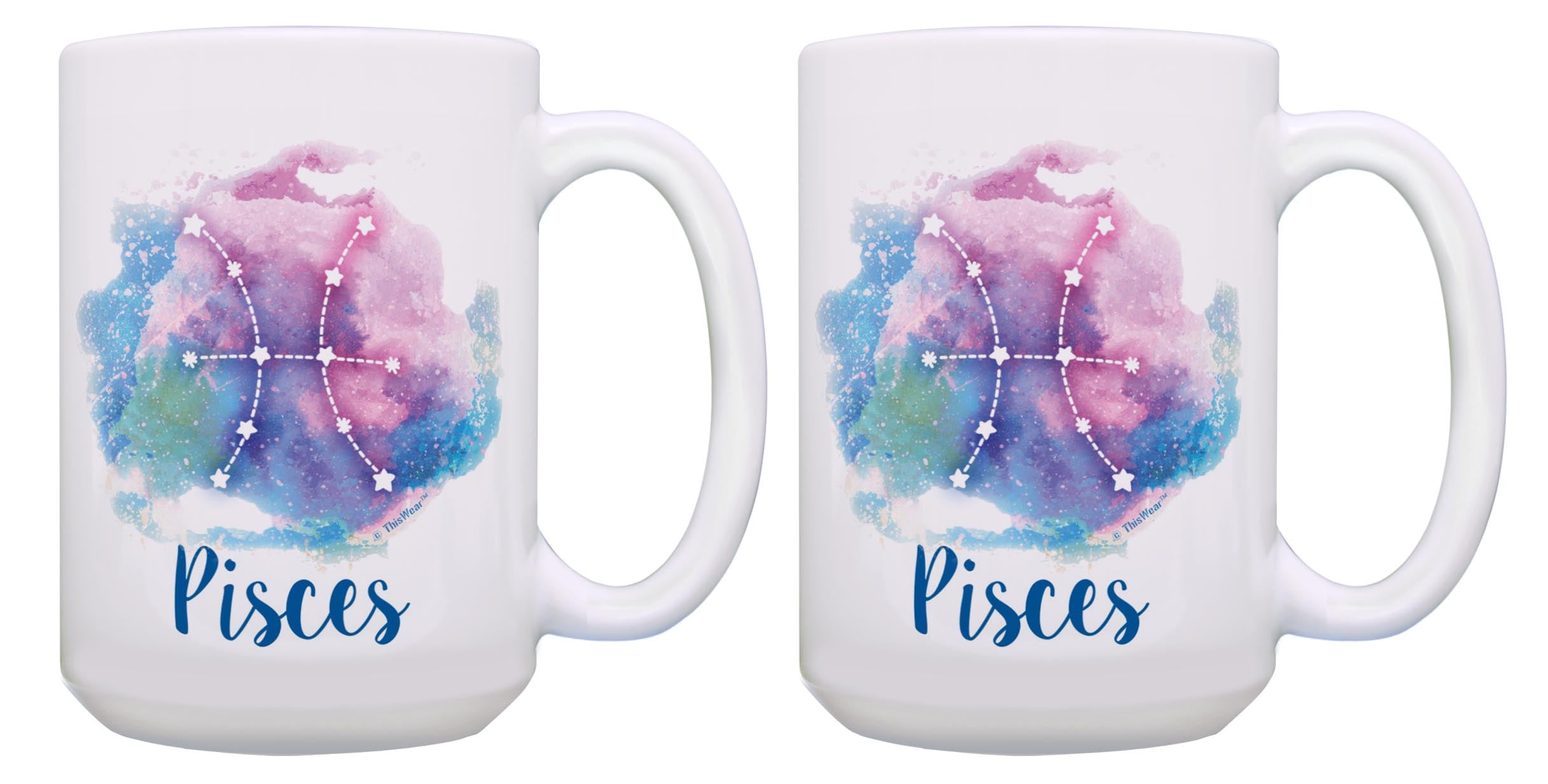 ThisWear Pisces Mug Set Pisces Constellation Mug Star Sign 2 Pack Gift ...