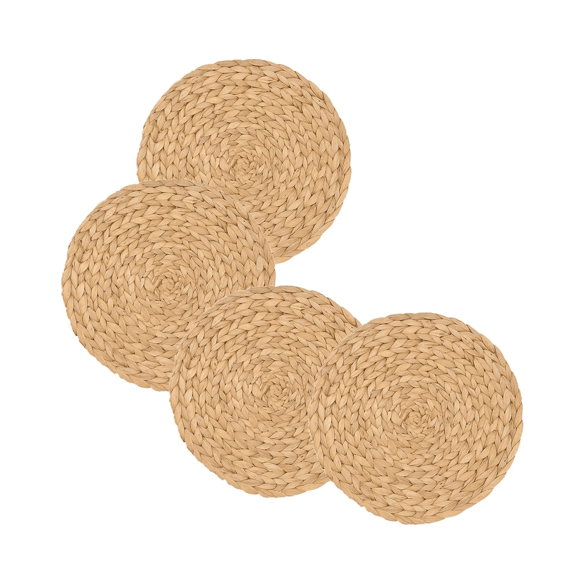 Happon 4 Pack Woven Placemats, Natural Hand-Woven Water Hyacinth Straw ...