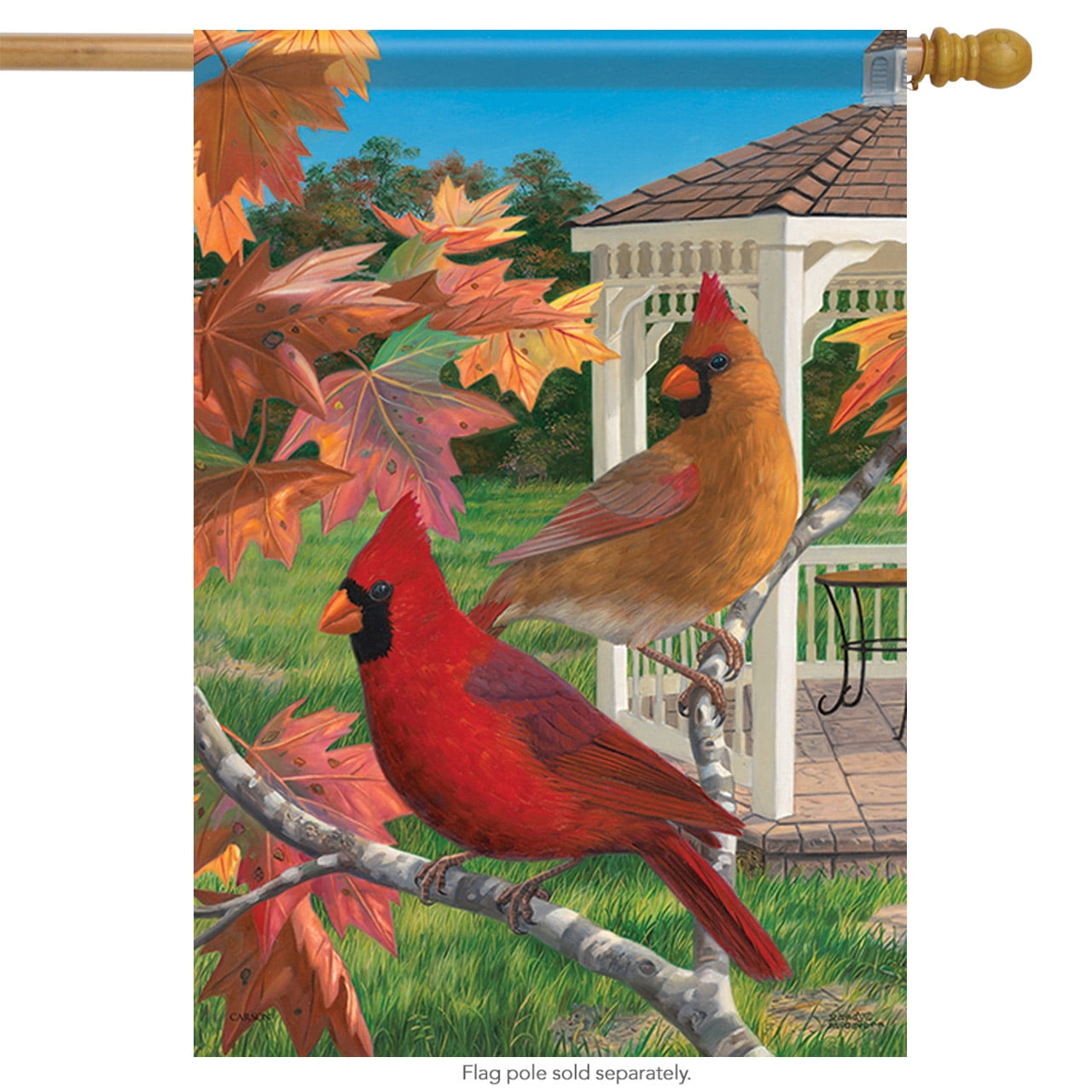 Crimson Afternoon Cardinals House Flag Fall Decorative 2 Sided 28" x 40 ...
