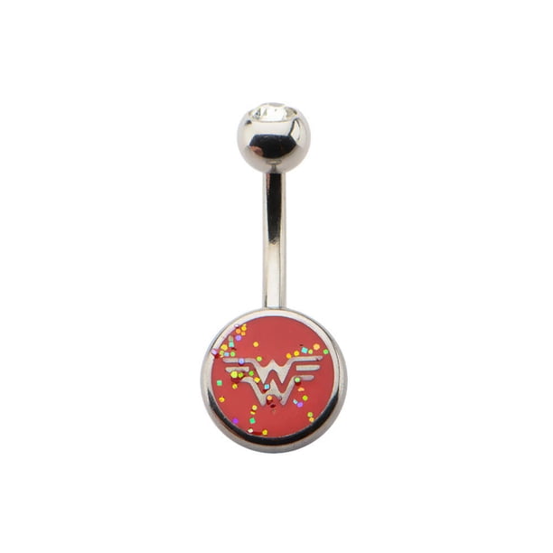 Inox - DC Comics Wonder Woman Glitter Logo Belly Button Ring - Walmart ...