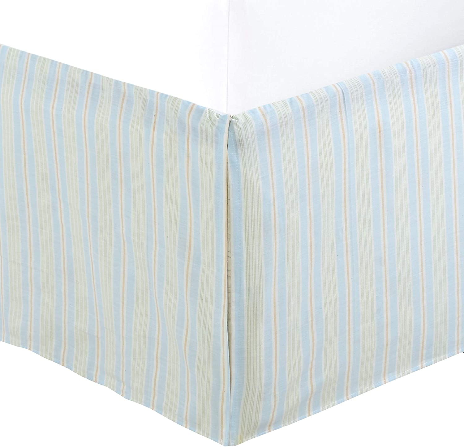 Cozy Line Home Fashions Pattered Stripe Light Blue Yellow Bed Skirt ...
