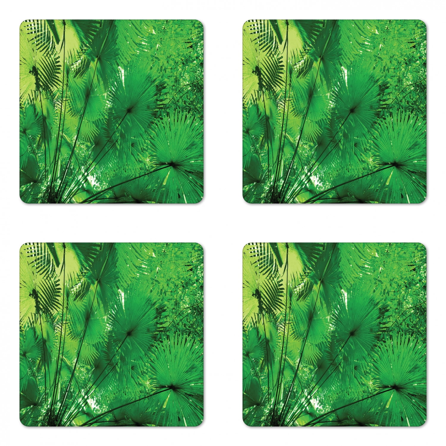Rainforest Coaster Set of 4, Plants in Tropical Environment Exotic ...