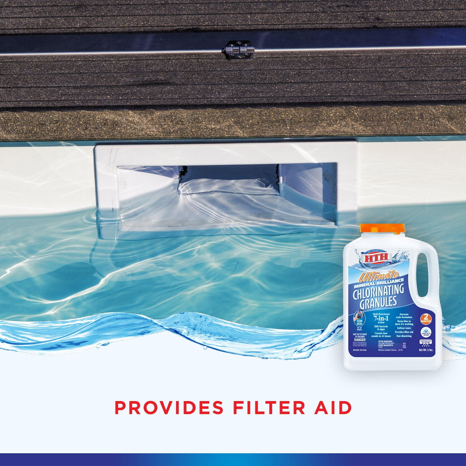 HTH 7-in-1 Mineral Brilliance Chlorine Granules, Algae Control for ...