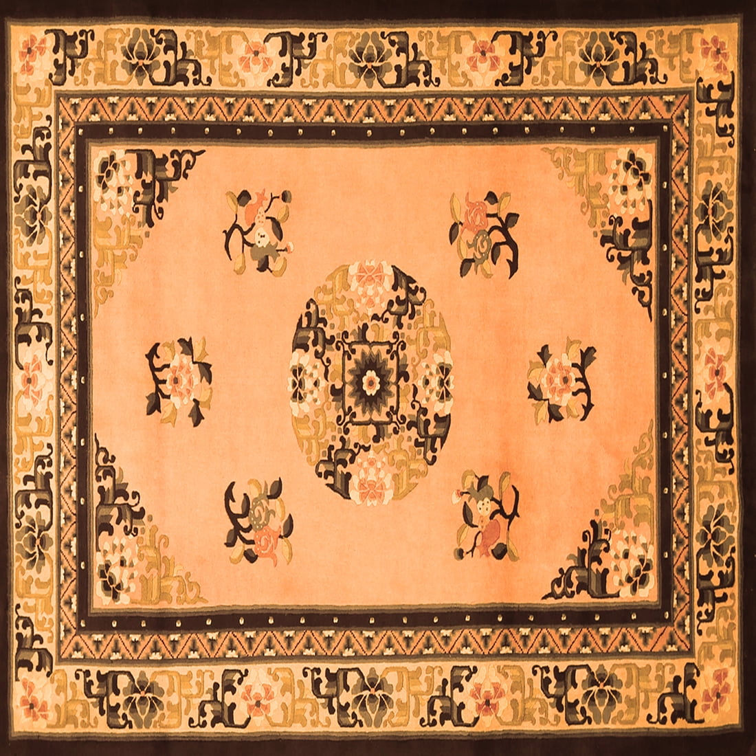 Ahgly Company Indoor Square Oriental Orange Asian Inspired Area Rugs, 6 ...