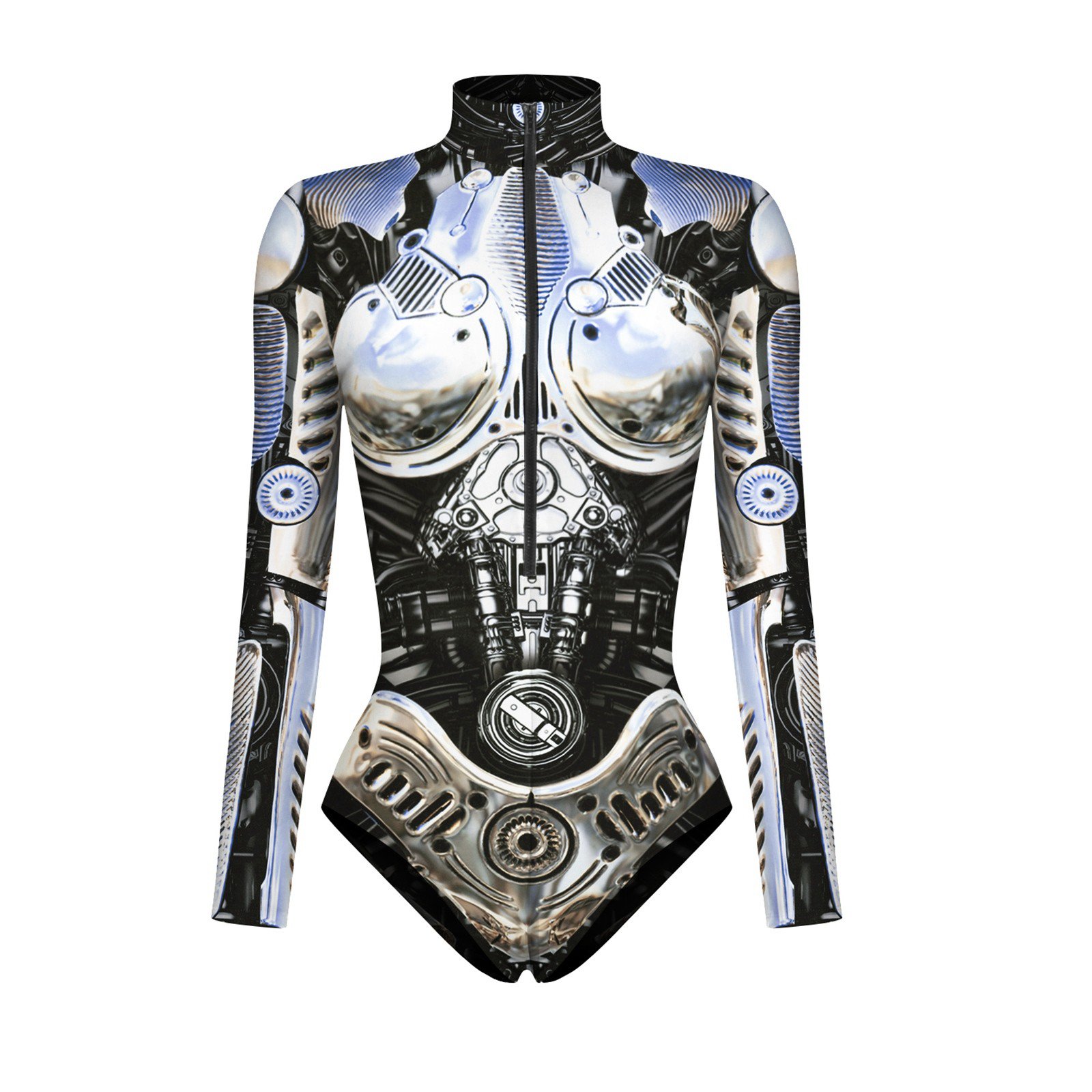 Click here for Wanpidan Womens Long Sleeve Digital Print Bodysuit... prices