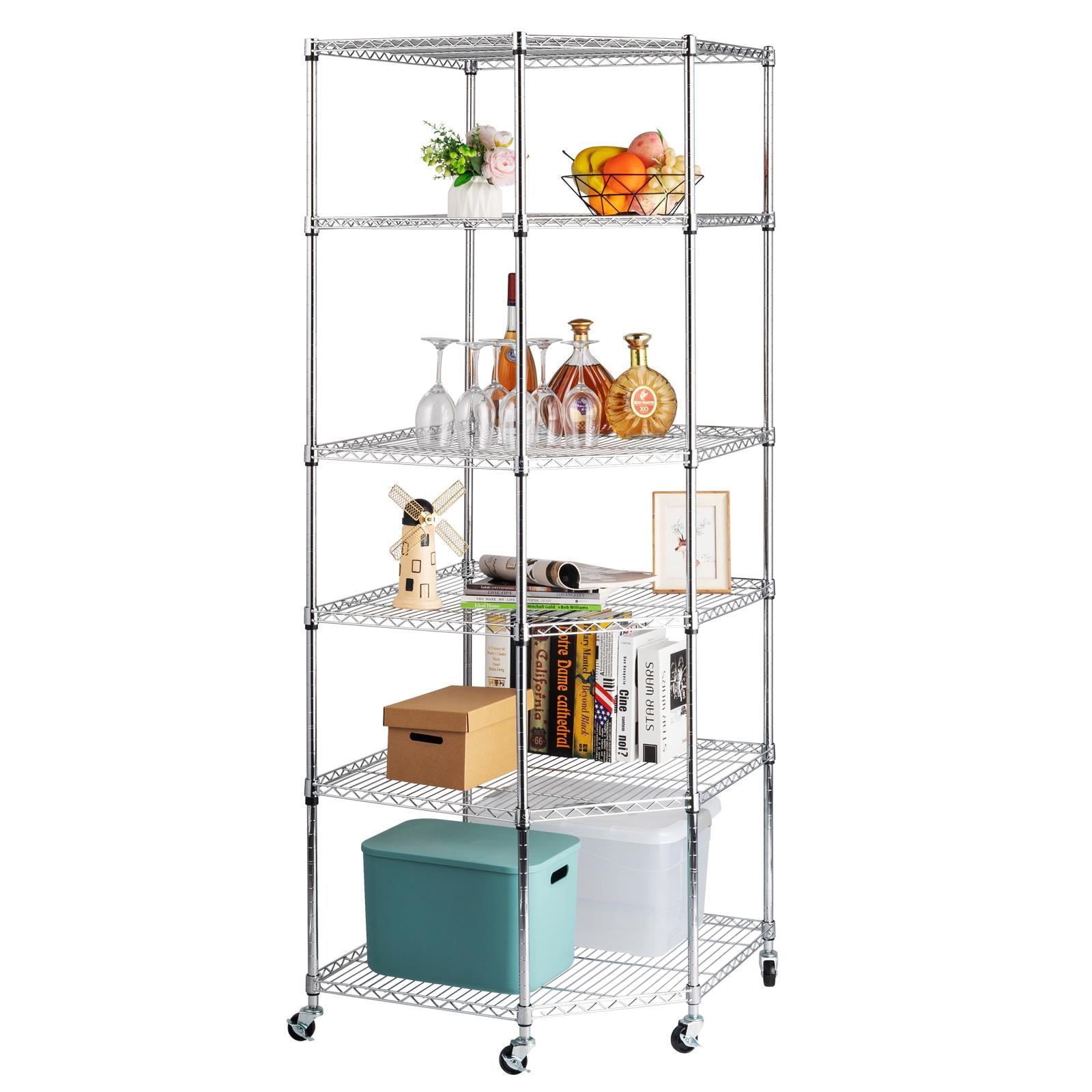 SamyoHome 6-Layer Movable Corner Shelf with wheels Silver - Walmart.com