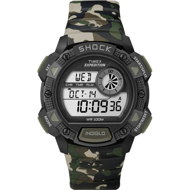 Timex - Men's Expedition Base Shock Watch, Green Camo Resin Strap ...