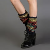 Women Bohemian Crochet Knitted Long Leg Warmers Spring Patchwork Knee ...