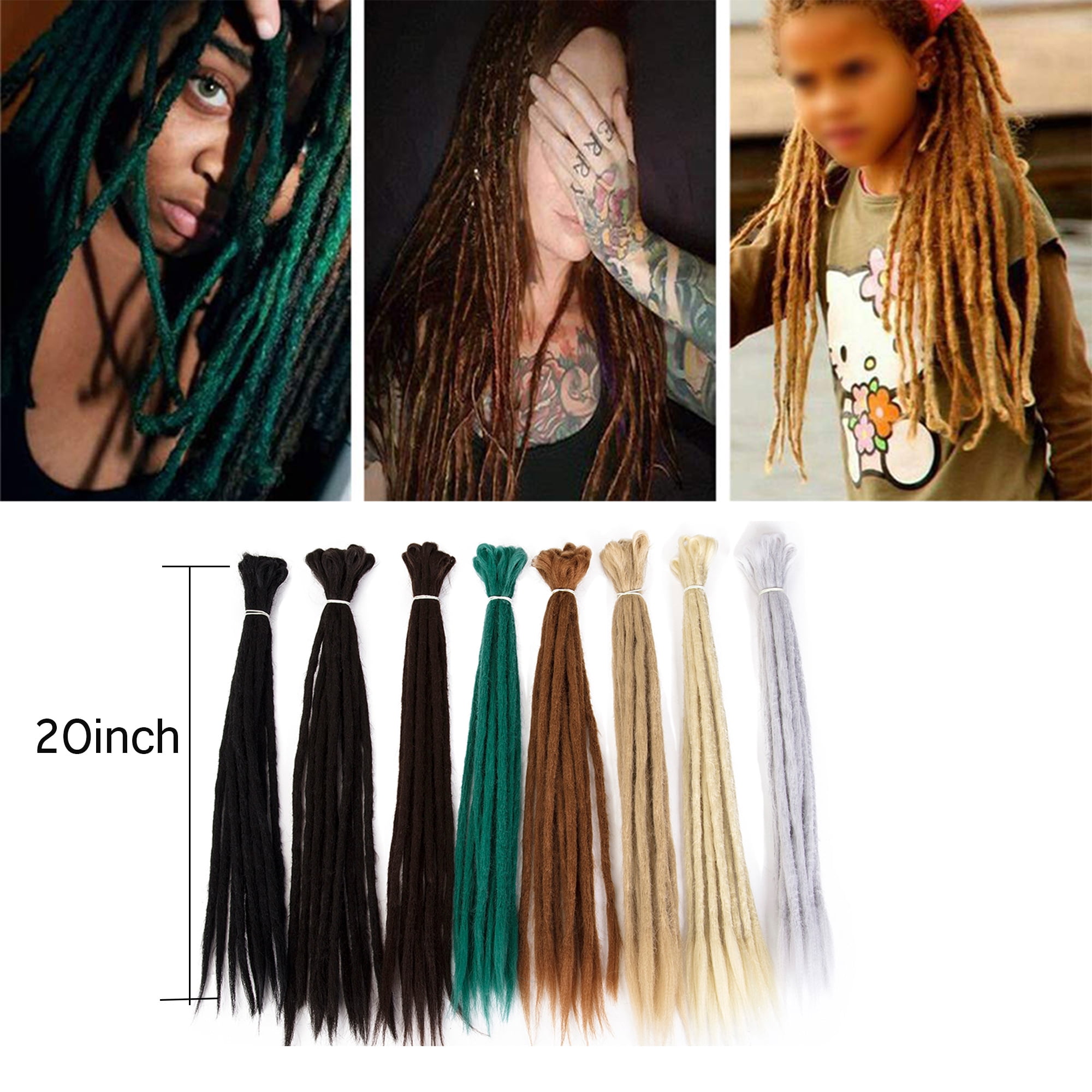 20"Crochet Hair Extensions Women Synthetic Dreadlocks Handmade Soft ...