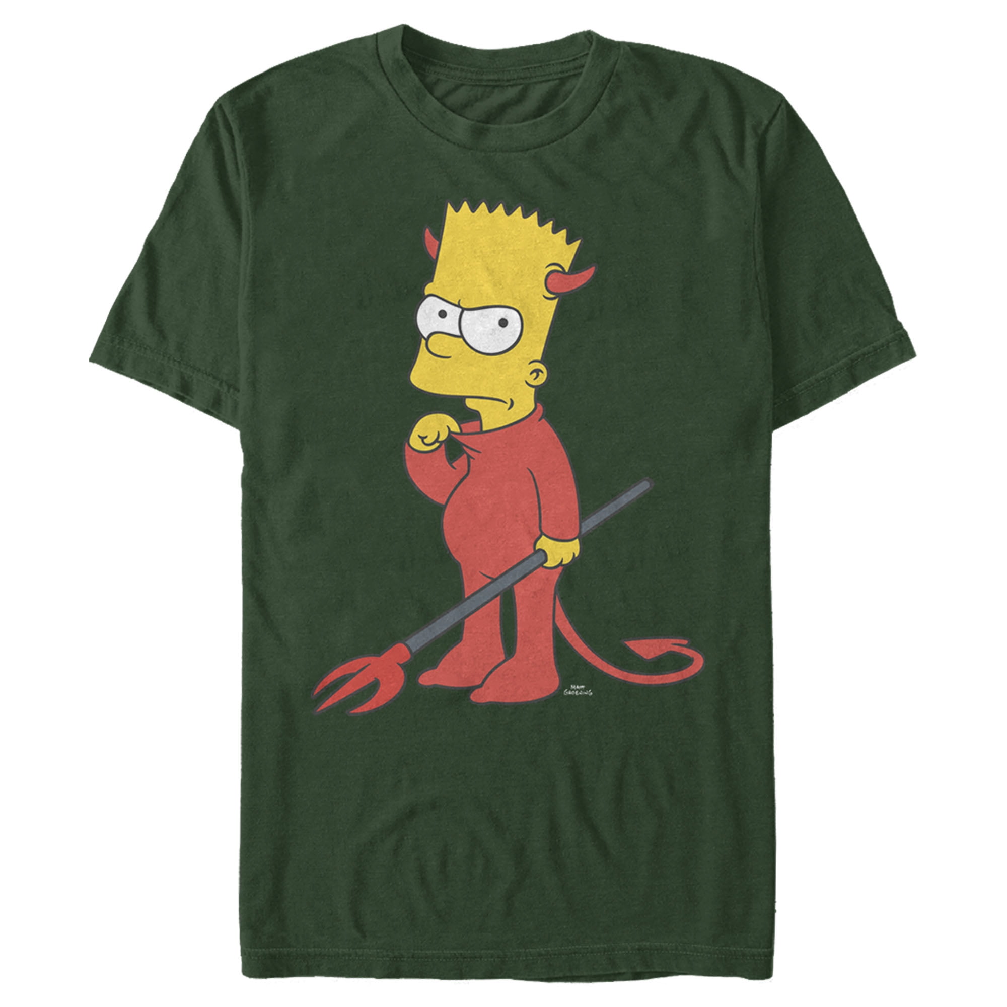 Men's The Simpsons Devil Bart Graphic Tee Dark Green 2X Large - Walmart.com