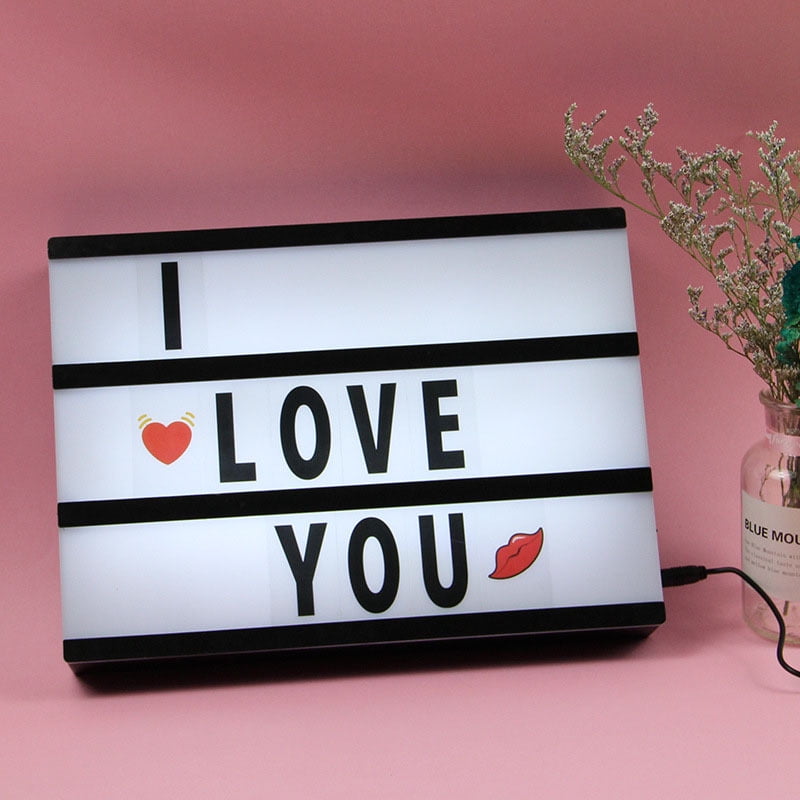 Buy A4 LED Lightbox DIY Message Box Cinema Letter Lamp+96 Cards for ...