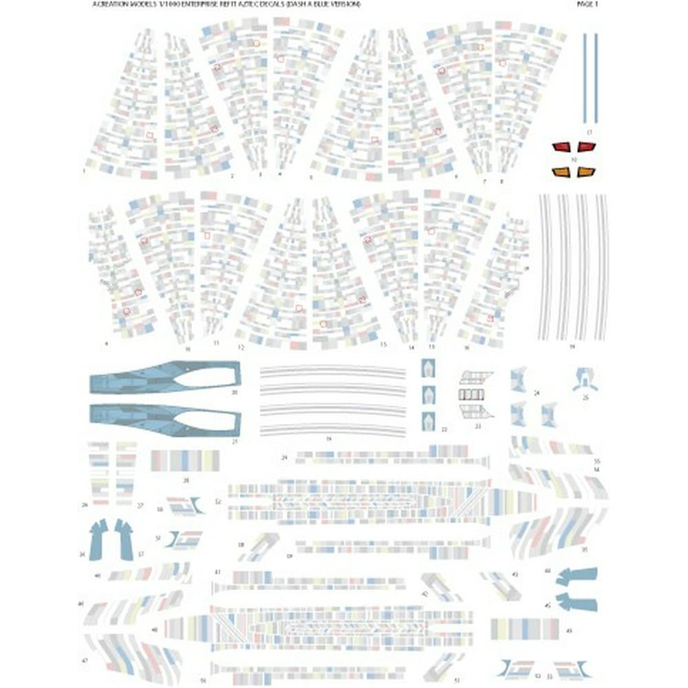 1/1000 Star Trek USS Enterprise NCC1701 Refit (Blue) Aztec Decals for ... 1/1000 Star Trek USS Enterprise NCC1701 Refit (Blue) Aztec Decals for ...