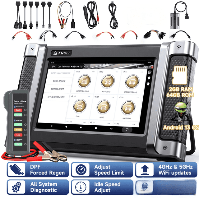 ANCEL HD8000 Professional Heavy Duty Truck Full OBD2 Scanner + BM310 ...