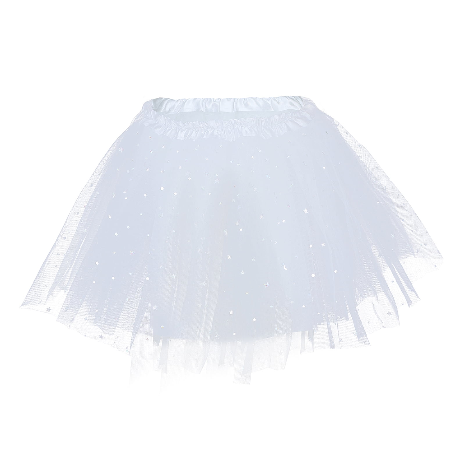 Zando White Tutu Skirt for Girls Layered Stars Sequins Tutu Dress ...
