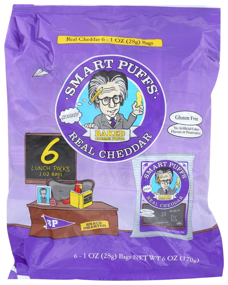 Smart Puffs Baked Cheese Puffs, Real Cheddar, 6 Count - Walmart.com
