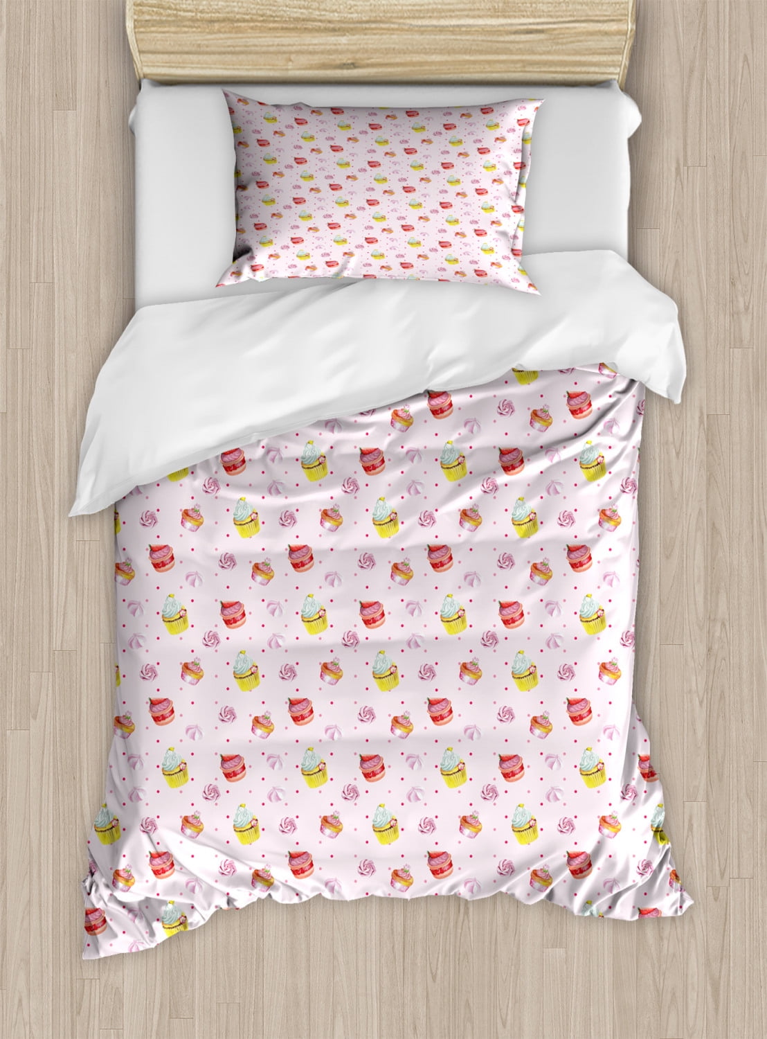 Cupcake Duvet Cover Set Twin Size, Wedding Celebration Muffins with ...