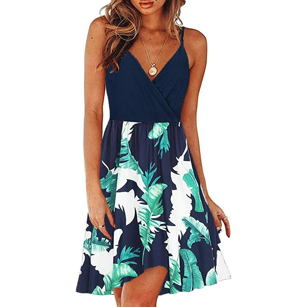 Tuscom - Tuscom Casual Summer Sundress for Women V-Neck Boho Beach ...