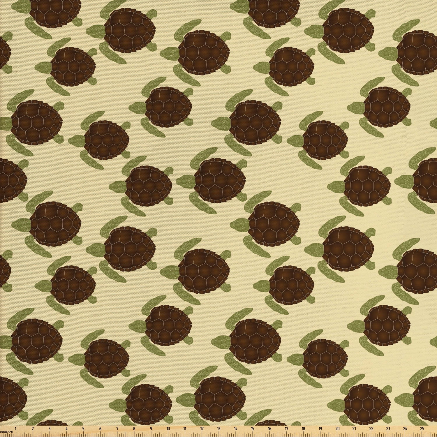 Turtle Fabric by The Yard, Swimming Sea Turtle with Hexagonal Shape ...