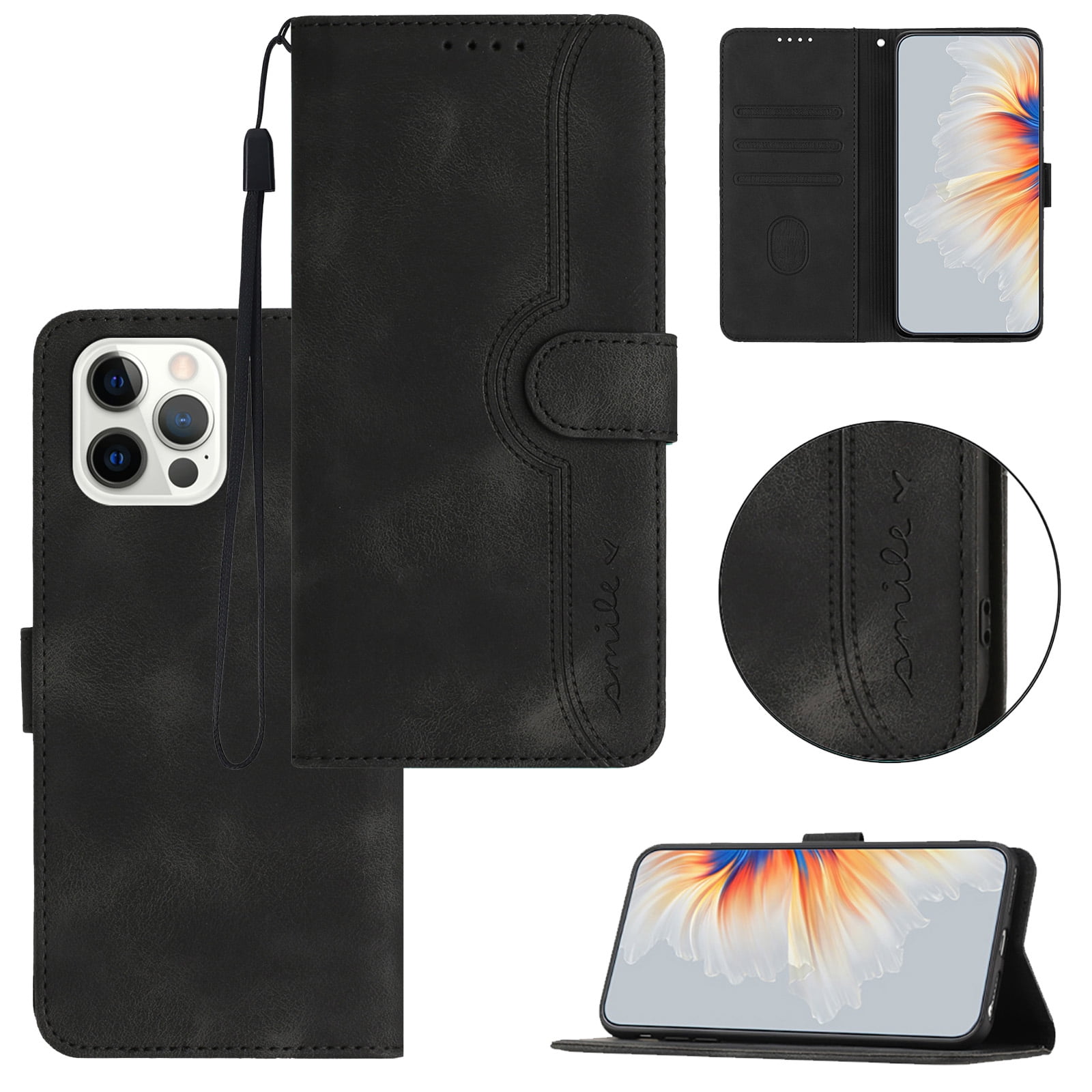 Wallet Case for iPhone 13 Pro, Smile Design Premium Leather Credit Card ...