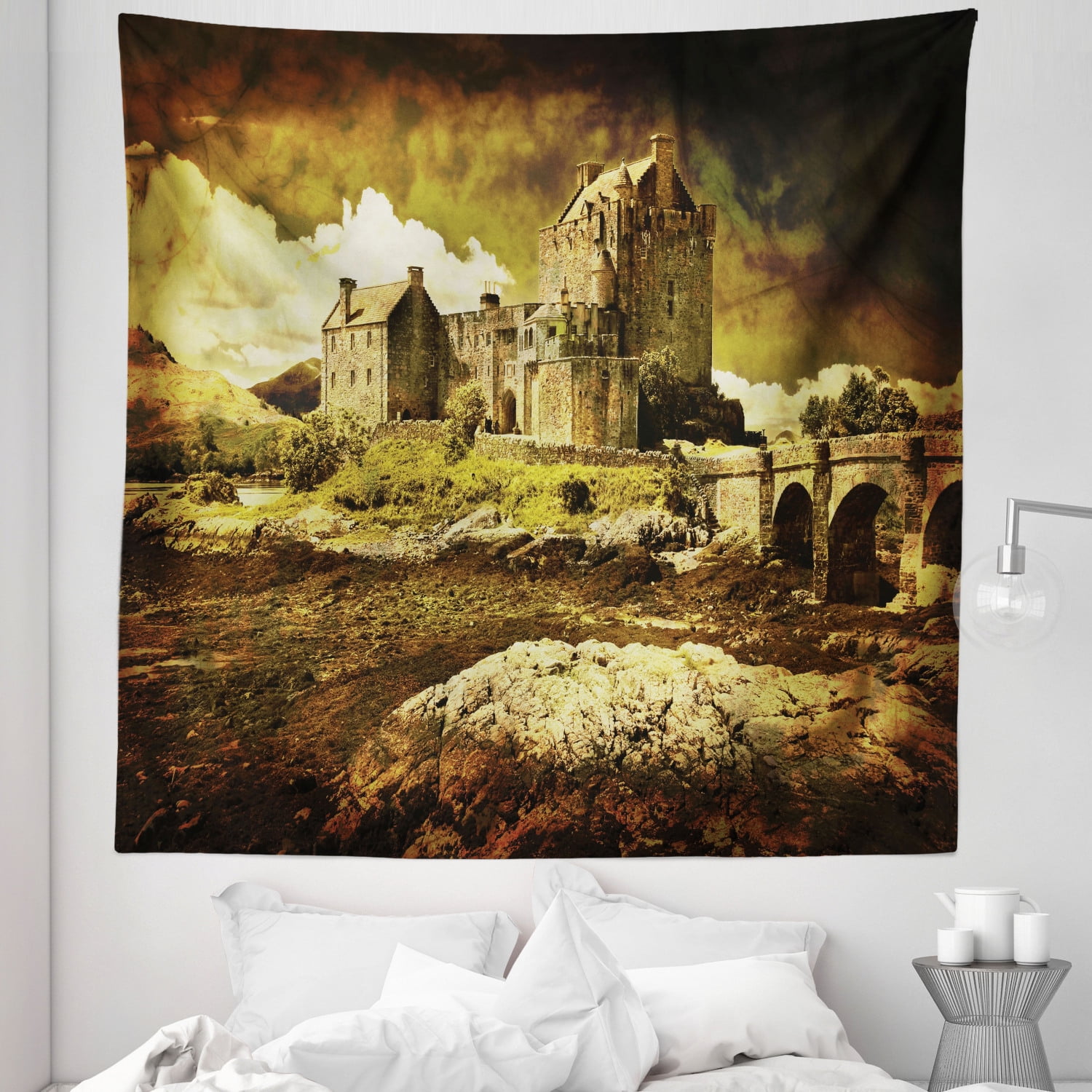 Medieval Tapestry, Old Scottish Castle Vintage Style European Middle ...