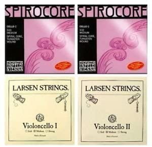 Cello Strings 4/4 Set Larsen Medium A+D, Spirocore Tungsten G+C ...