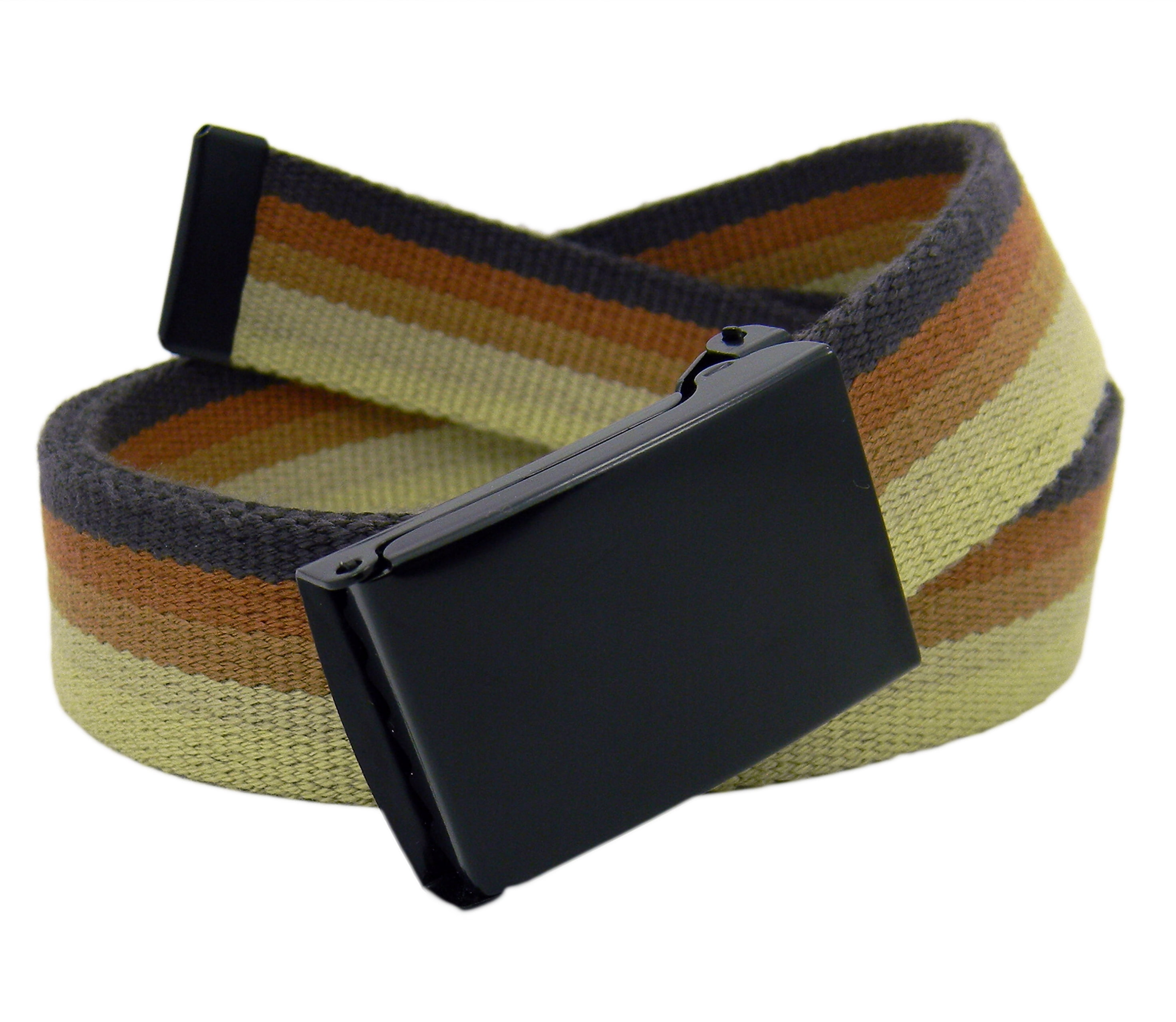 Men's Black Flip Top Military Belt Buckle with Canvas Web Belt Small ...