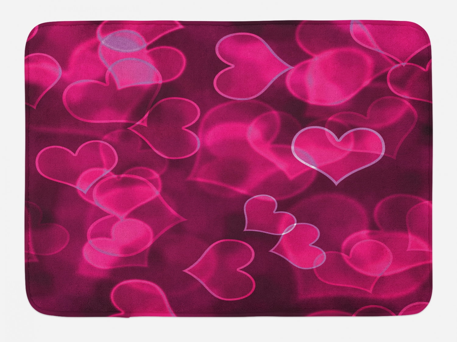 Hot Pink Bath Mat, Cute Sweet Heart Shapes on Blurry Background ...