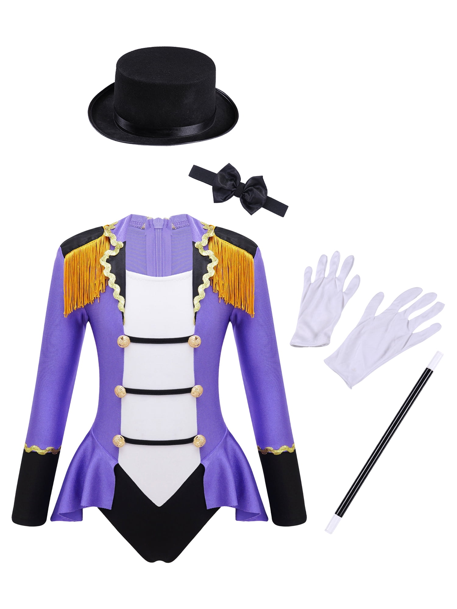 TiaoBug KIds Girls Ringmaster Circus Costume Long Sleeve Tassel ...