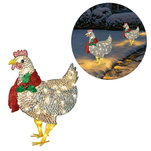 Courtyard Decoration Light-Up Chicken With Scarf Resin Lantern Chicken ...