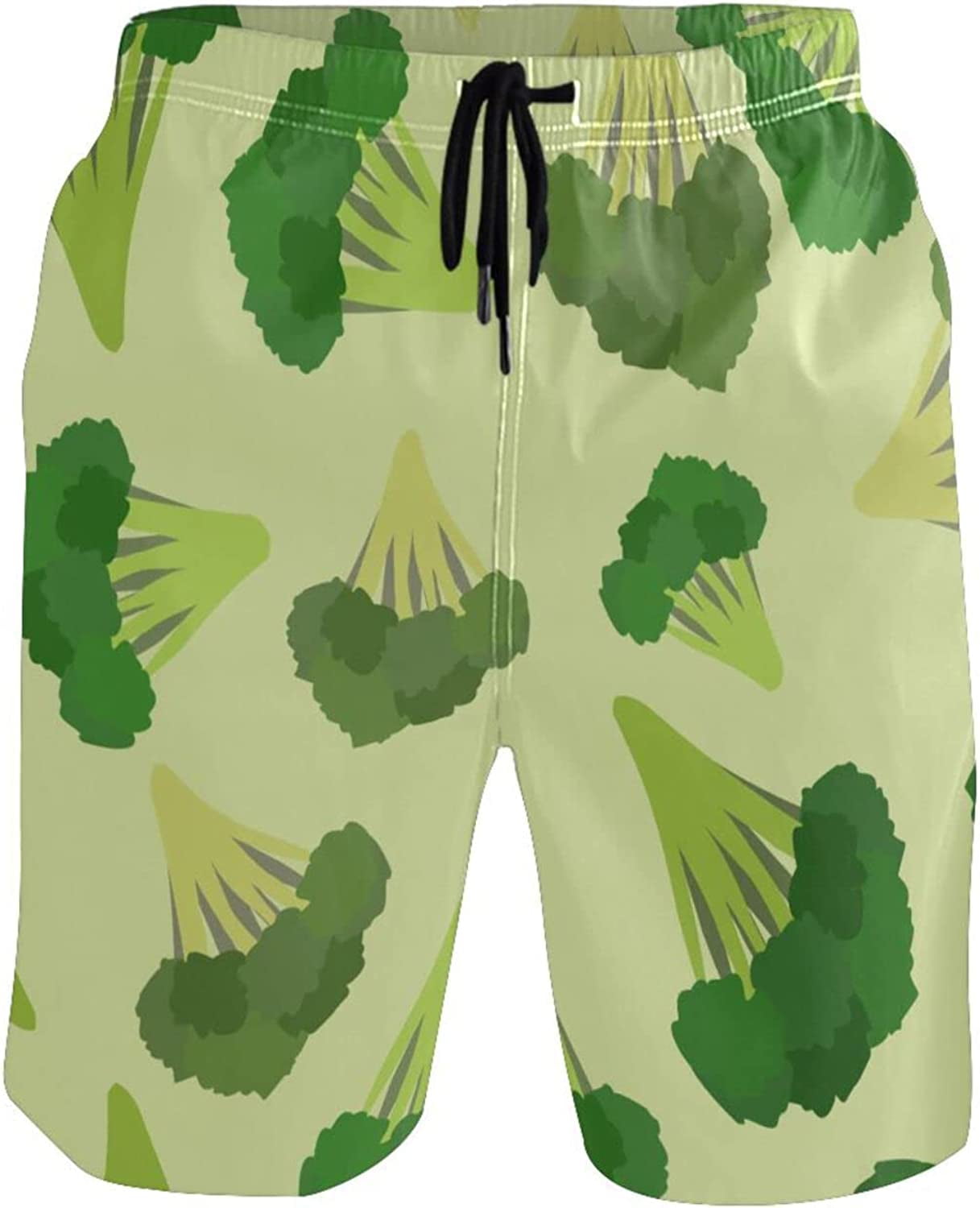 Men's Broccoli Novelty Funny 3D Printed Swim Trunks Quick Dry Beach ...