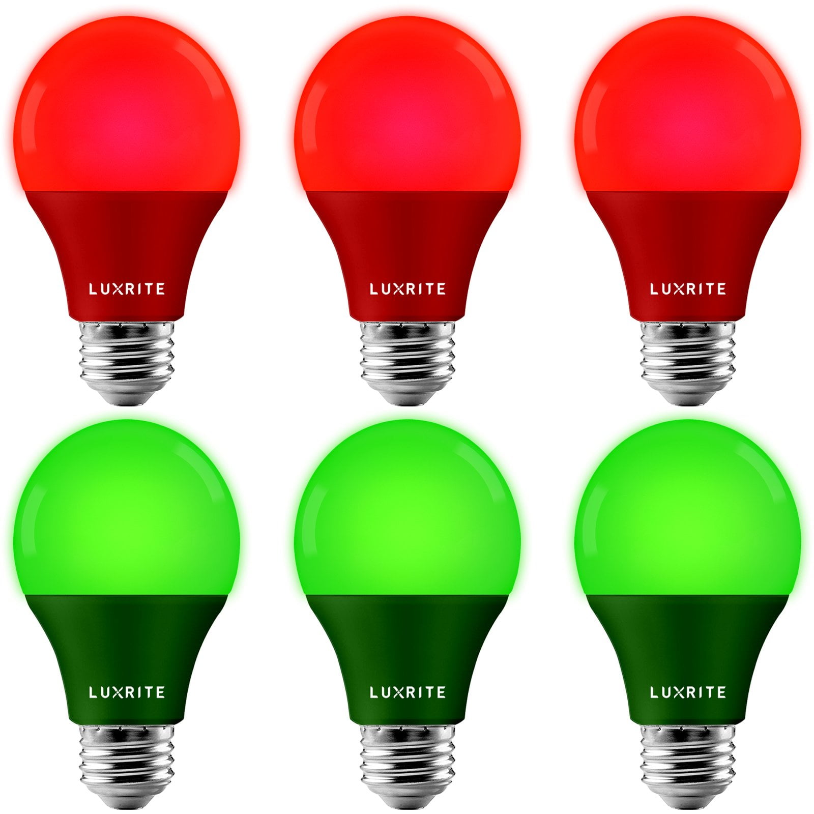 Luxrite A19 Christmas LED Red and Green Light Bulb, 60W Equivalent, UL ...