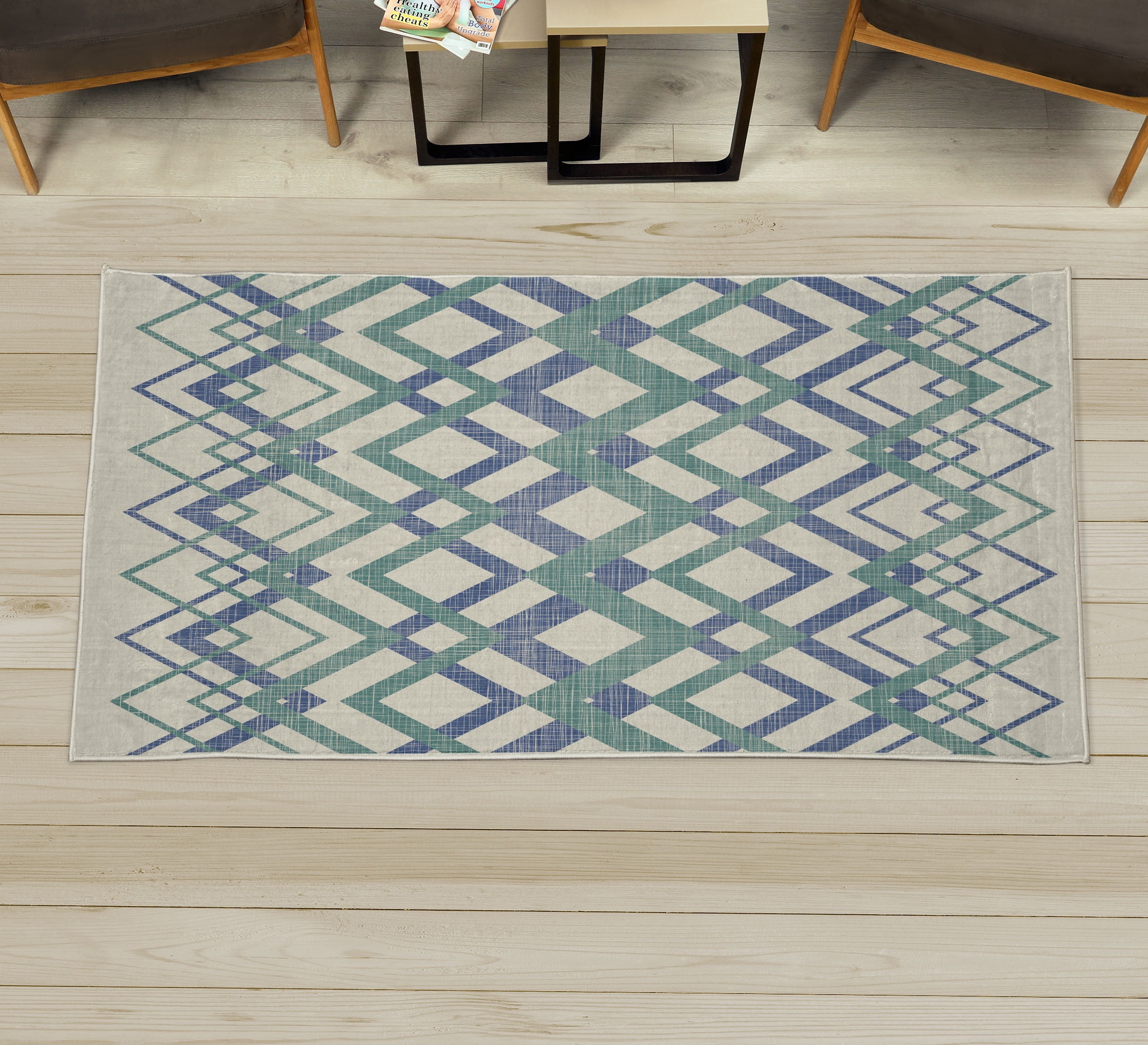 Chevron Decorative Rug, Vintage Overlapping Zigzag Lines Thin and Thick ...