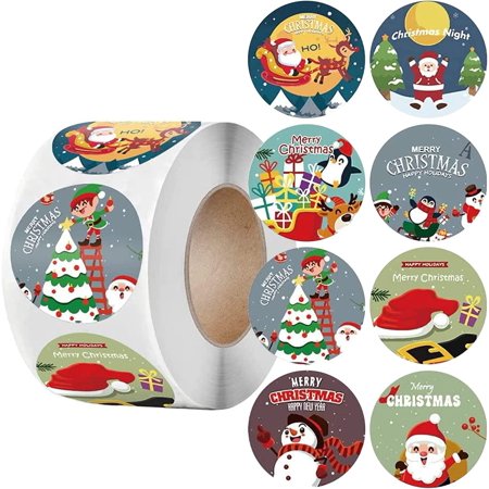 Pack of 500 Labels Christmas, 3.8 cm Christmas Sticker Roll, Christmas ...
