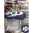 Blue Text Round Outdoor Tablecloth with Umbrella Hole Vintage Abstract ...