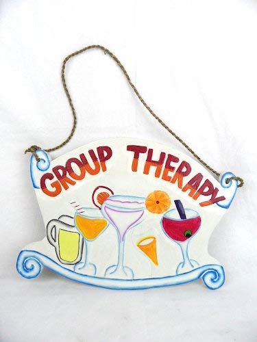 Hand Carved Wooden Group Therapy Cocktails Drinking Sign - Walmart.com