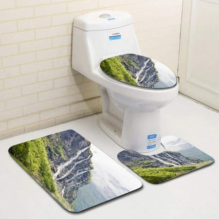 JSDART Seven Sisters Waterfall 3 Piece Bathroom Rugs Set Bath Rug ...