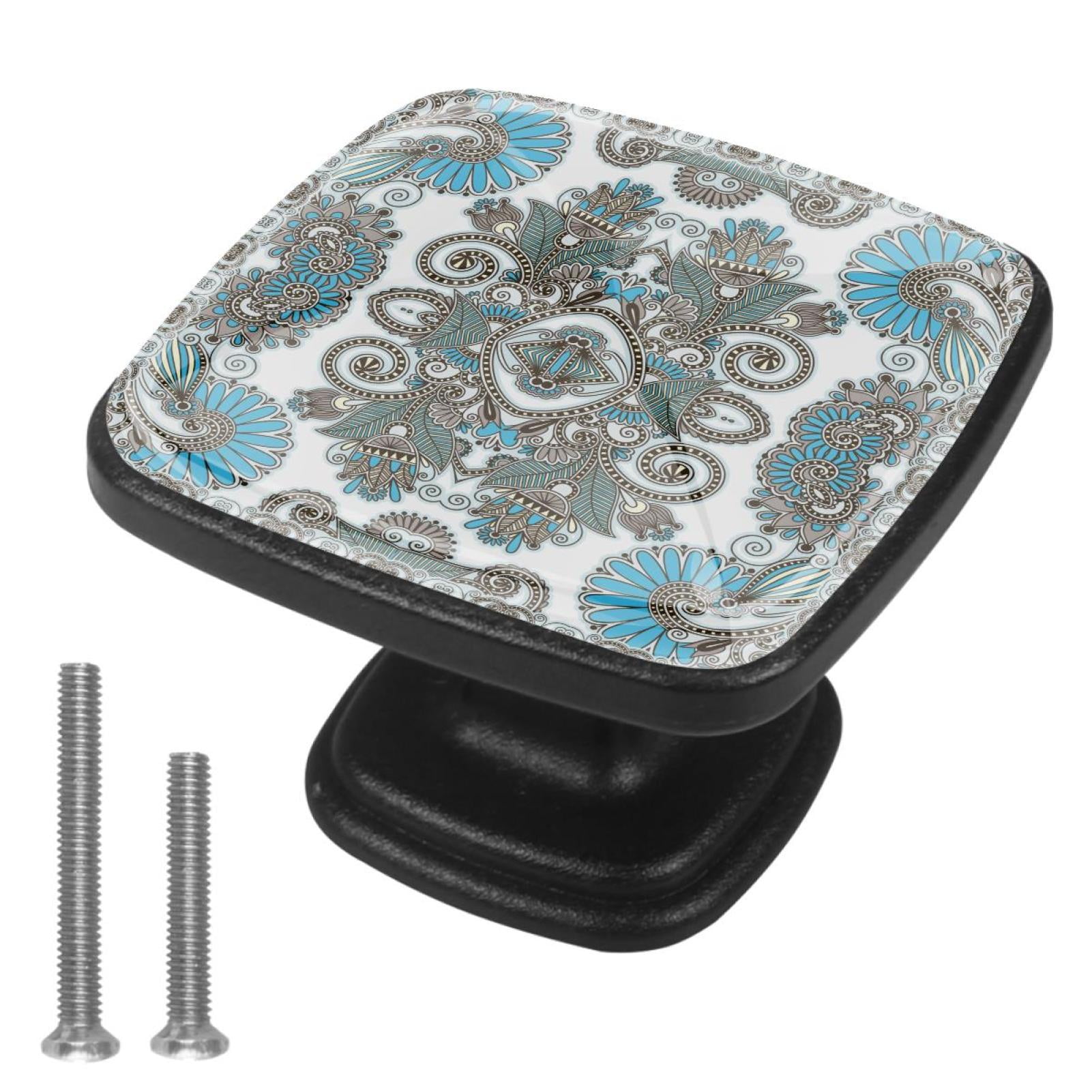 4 Pcs Cabinet Handle Drawer Pulls Boho Indian Mandala Knobs with Screws ...